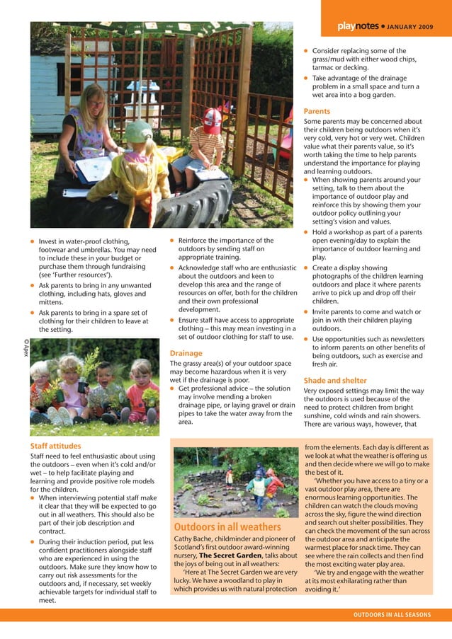 Outdoors in all Seasons: Early Years Outdoors Learning | PDF
