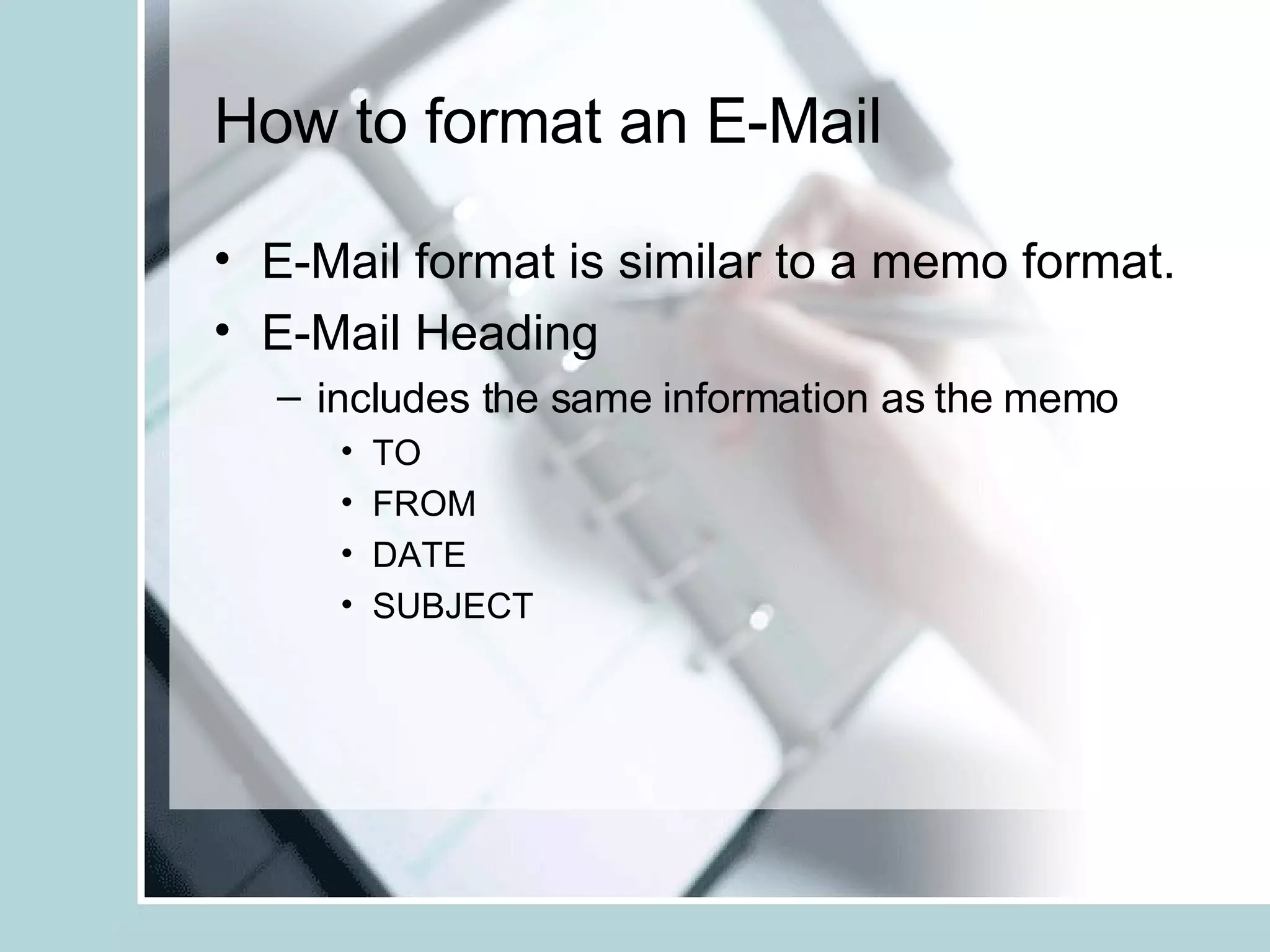 Learn To Format Memos & Email | PPT