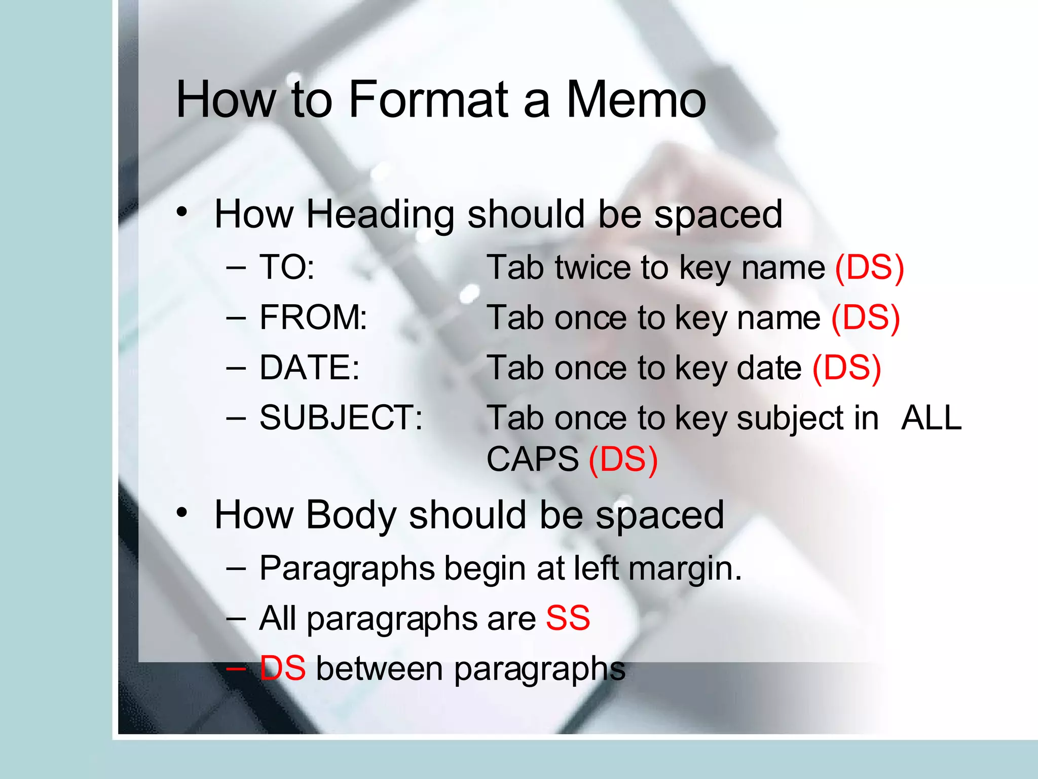 Learn To Format Memos & Email | PPT