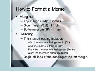 Learn To Format Memos & Email | PPT