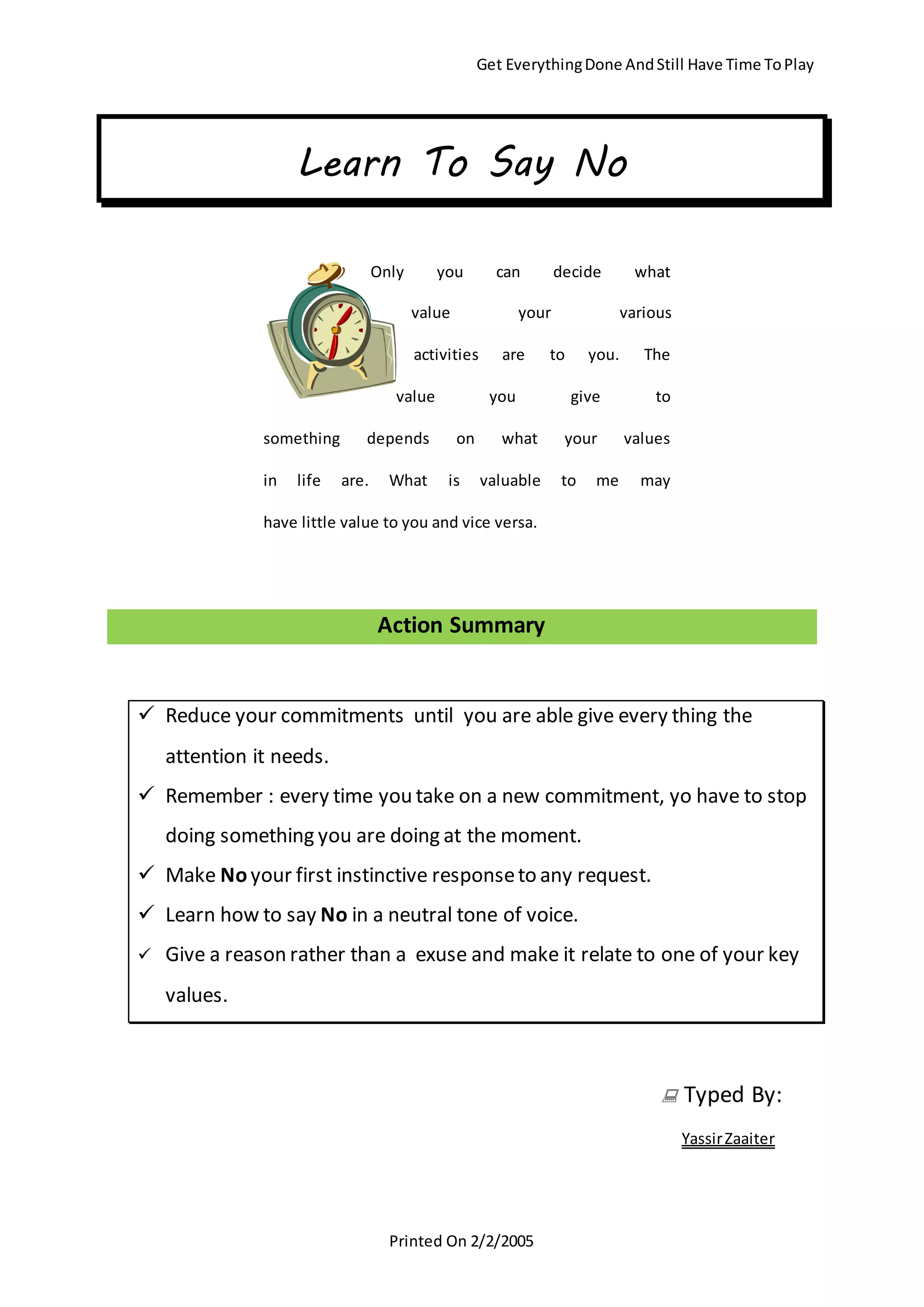 Learn to say no | DOCX