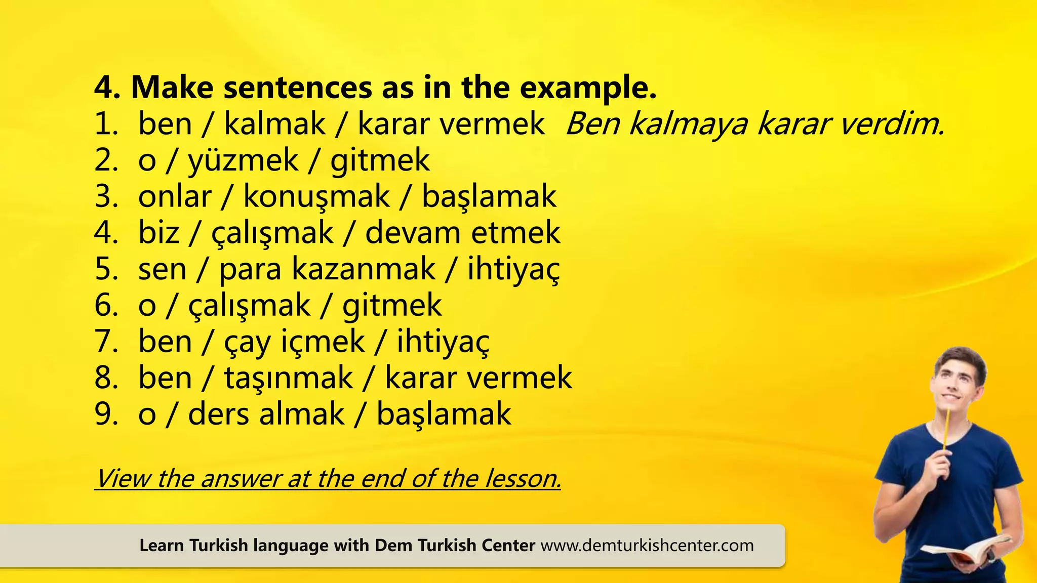 Learn Turkish grammar: "Verbals" in Turkish language | PPTX