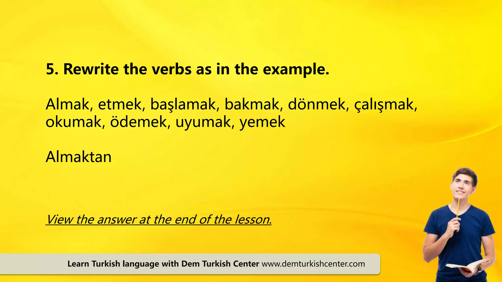 Learn Turkish grammar: "Verbals" in Turkish language | PPTX