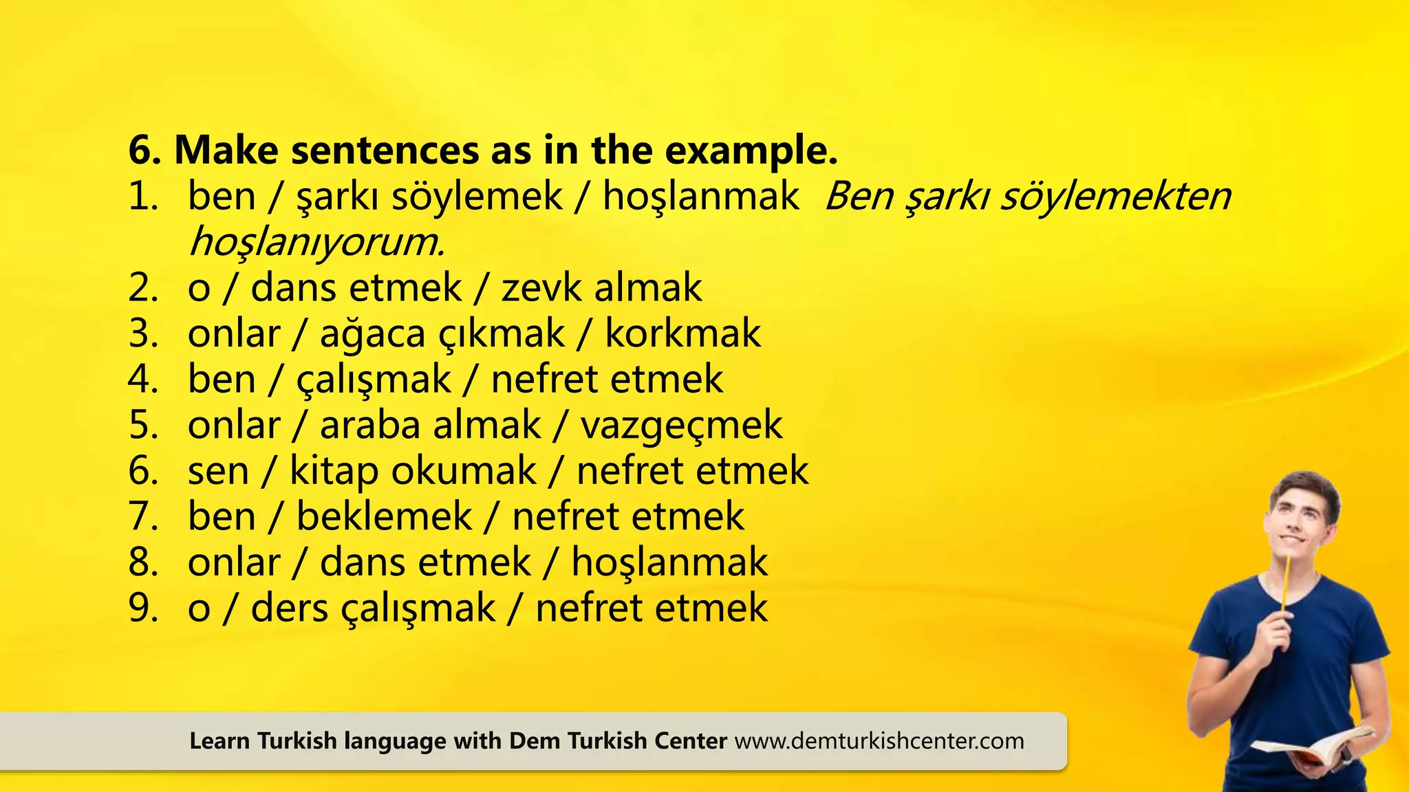 Learn Turkish grammar: "Verbals" in Turkish language | PPTX