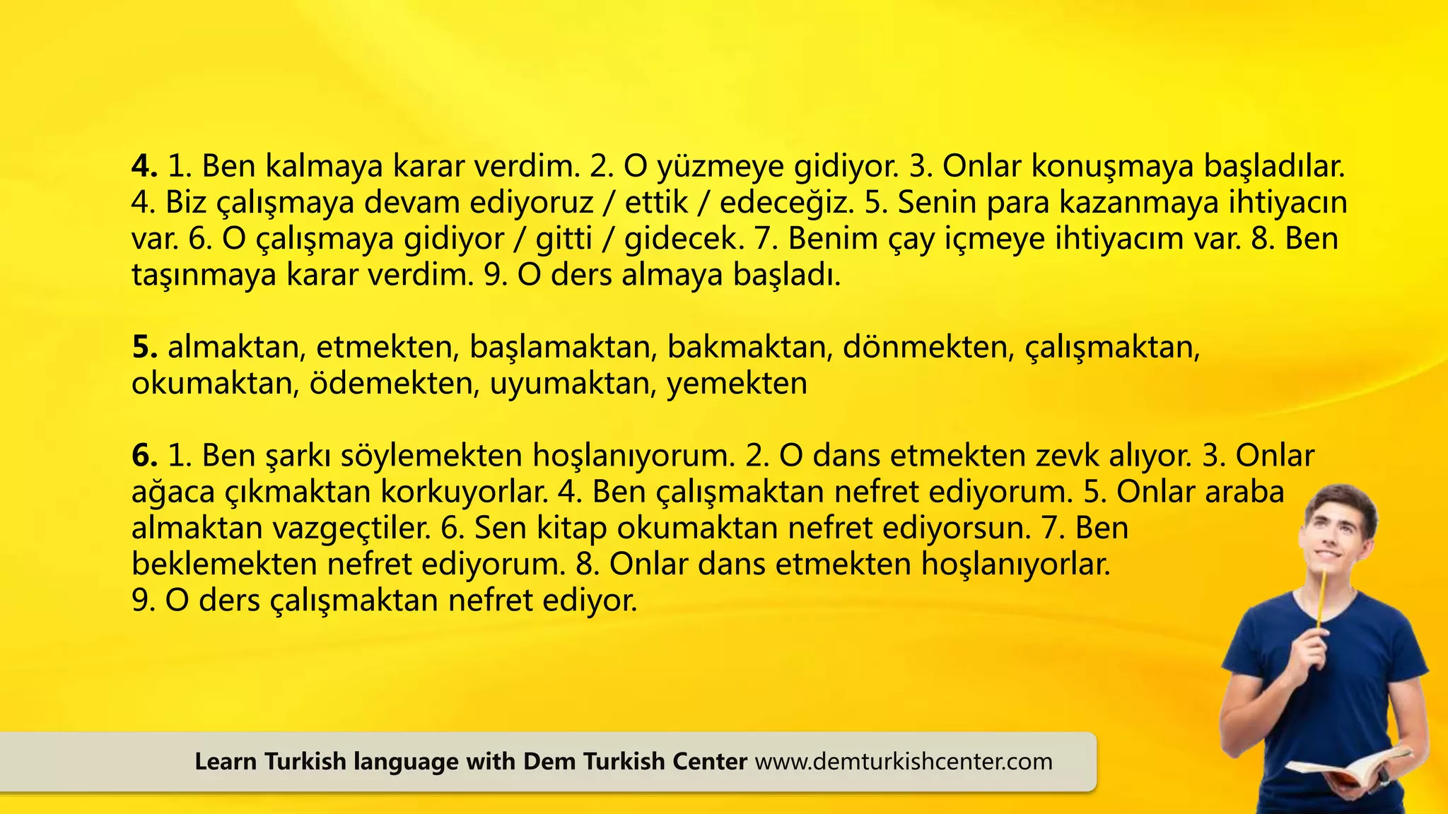 Learn Turkish grammar: "Verbals" in Turkish language | PPTX