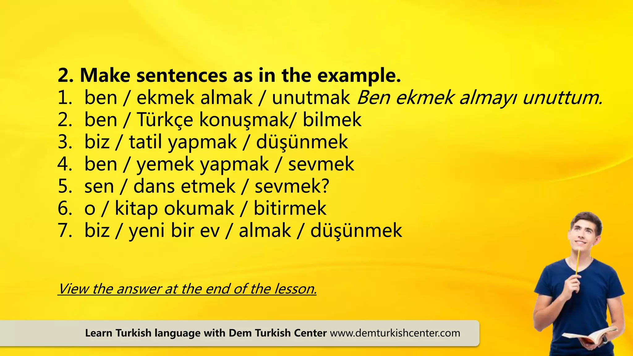 Learn Turkish grammar: "Verbals" in Turkish language | PPTX