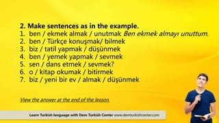 Learn Turkish grammar: "Verbals" in Turkish language | PPTX