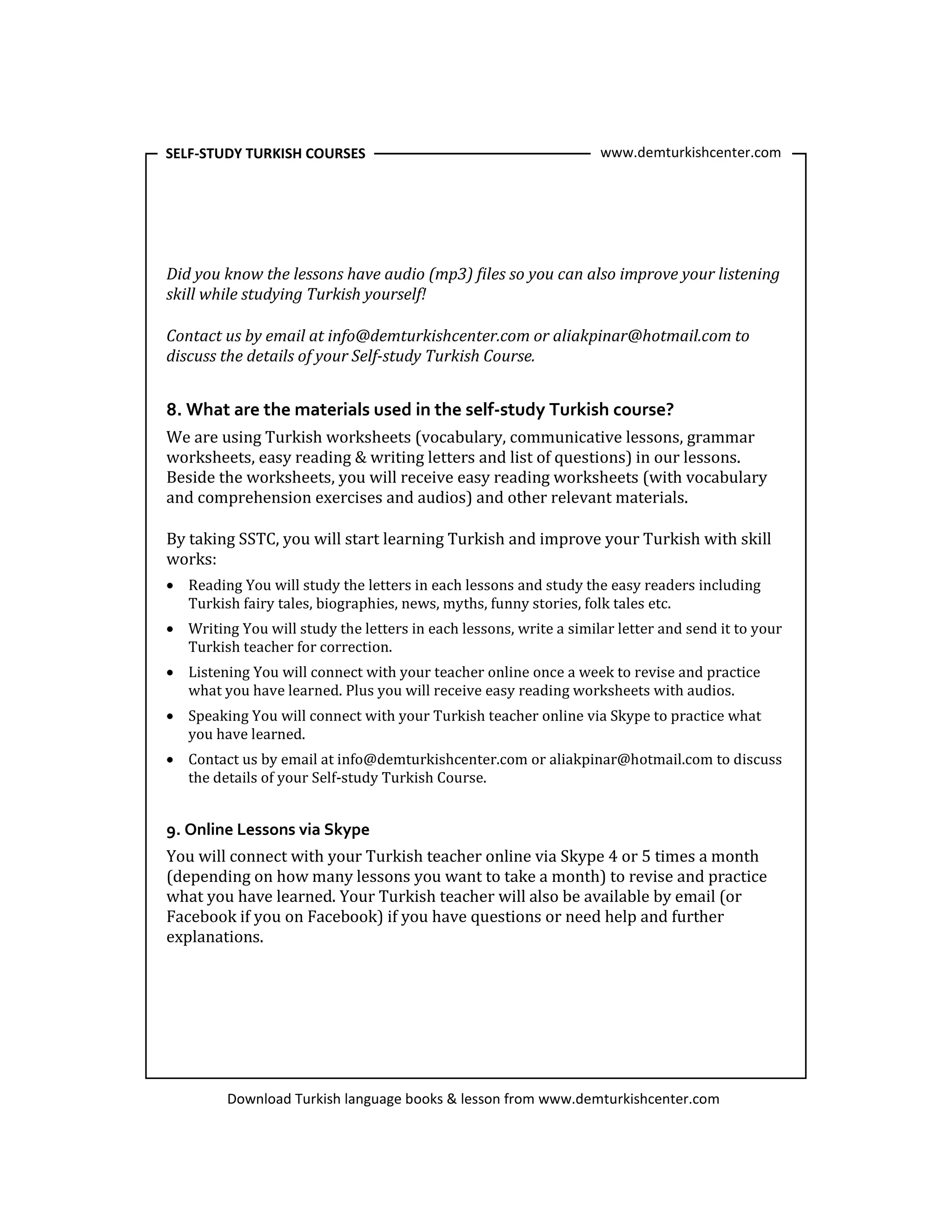 Learn Turkish yourself with Self-study Turkish Courses | PDF