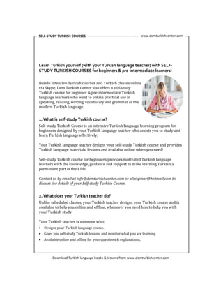 Learn Turkish yourself with Self-study Turkish Courses | PDF