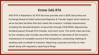 Registrar and Transfer Agent Services from SAG-RTA India | PDF