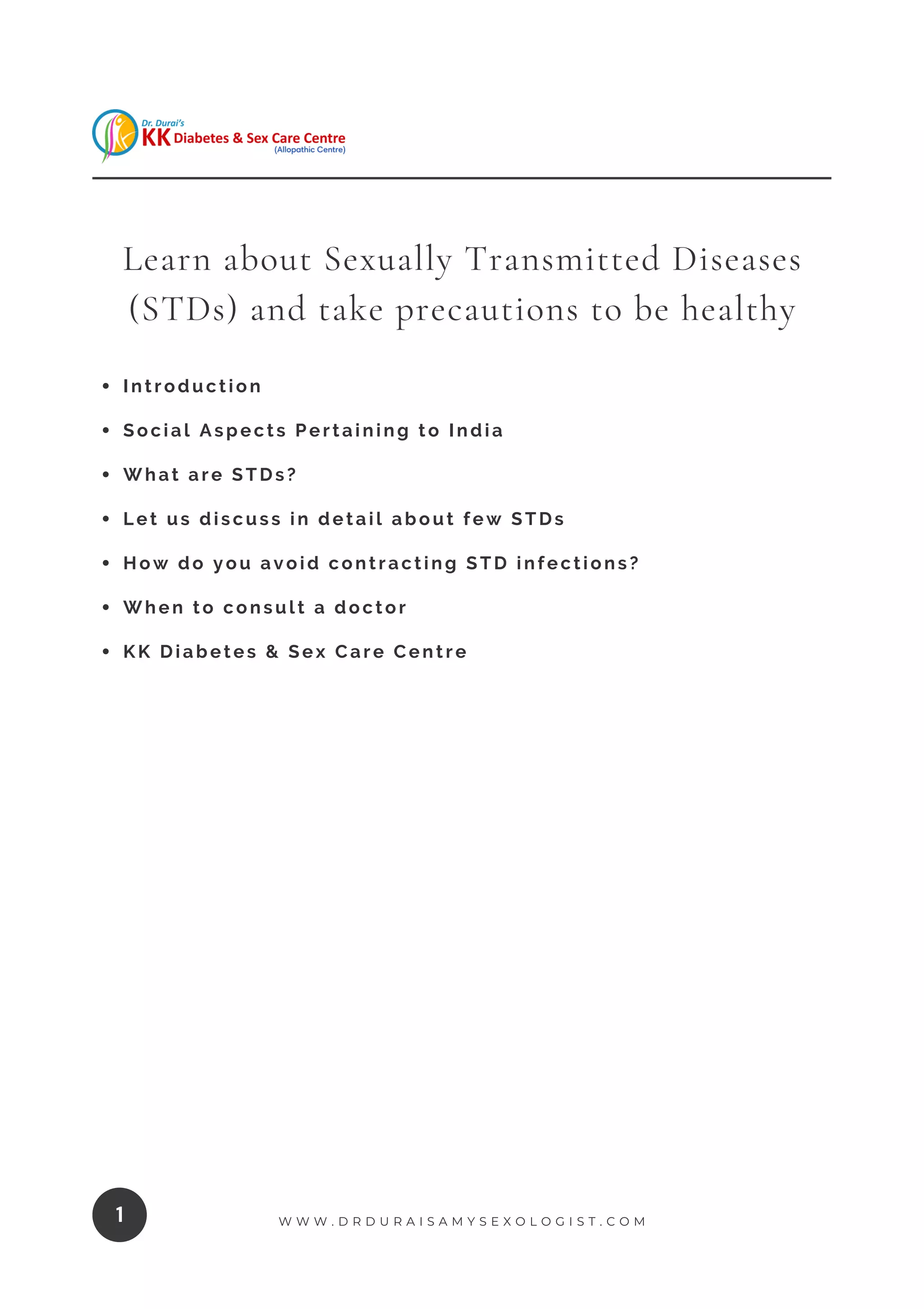Learn about Sexually Transmitted Diseases (STDs) and take precautions to be healthy | PDF