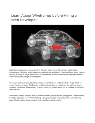 Learn about wireframes before hiring a web developer | PDF | Web Design and HTML | Internet
