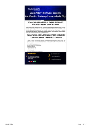 Learn After 12th Cyber Security Certification Training Course in Delhi ...