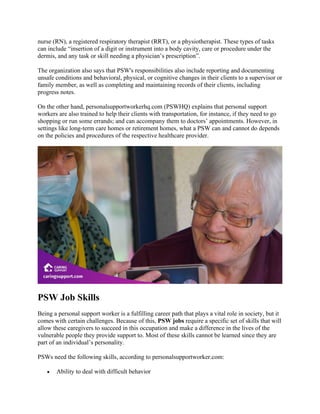 Learn all about the psw job | PDF