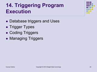 Oracle Database 11g: Learn and Master PL/SQL | Course Outline | PPT