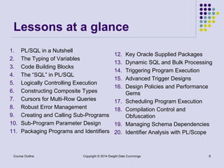 Oracle Database 11g: Learn and Master PL/SQL | Course Outline | PPT