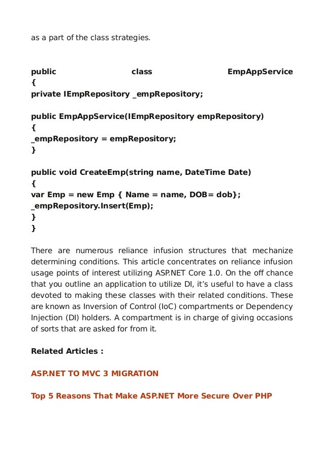 Learn Core 1 0 Dependency Injection