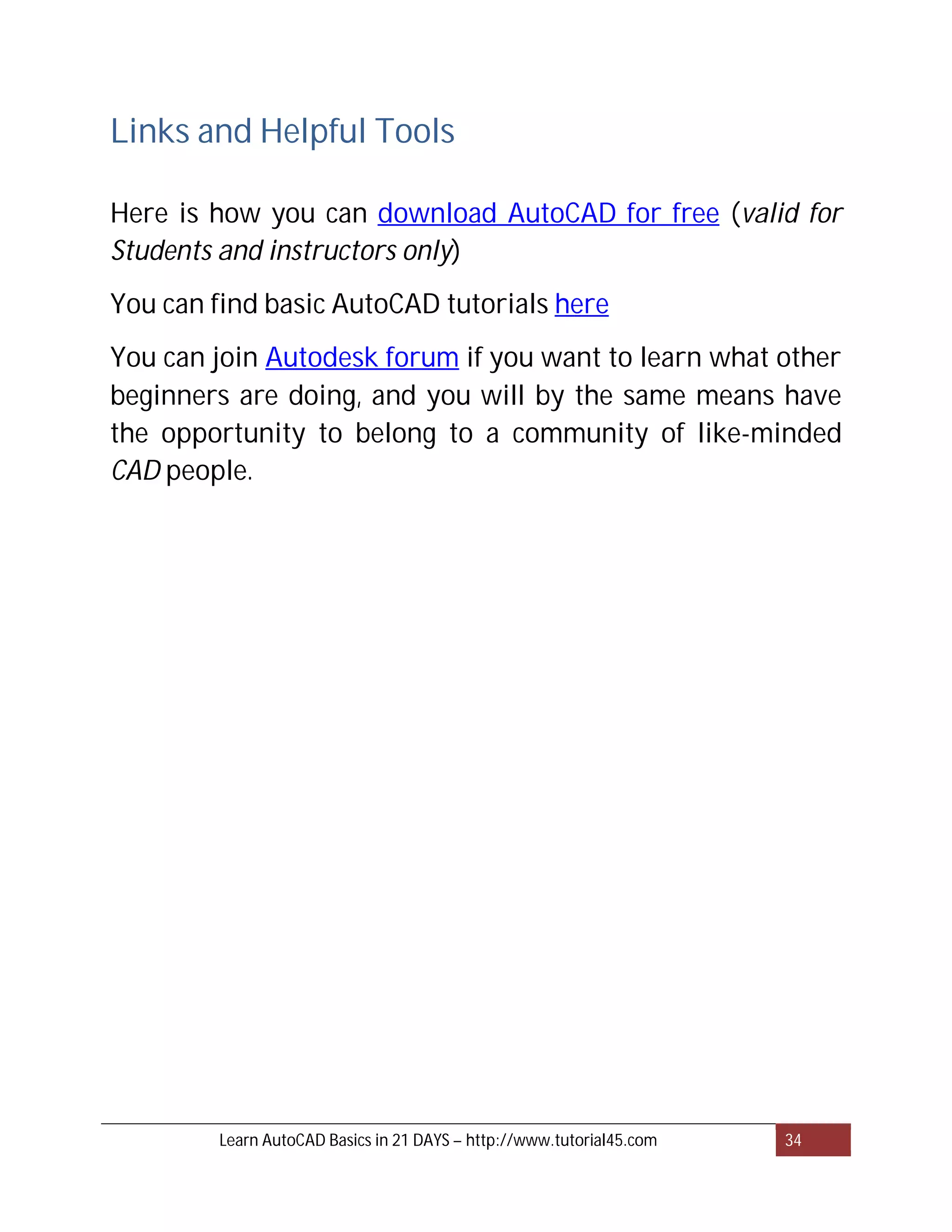 Learn auto cad basics in 21 days ebook | PDF