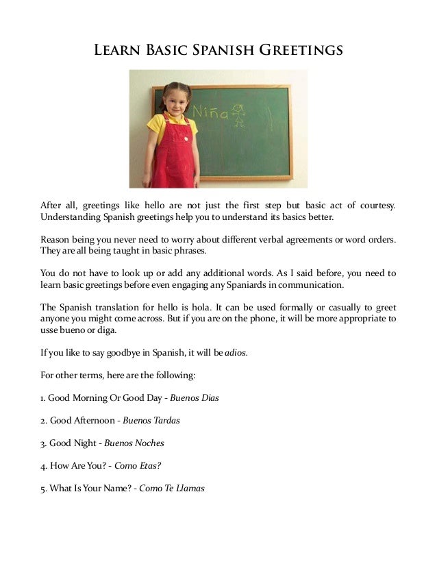Learn Basic Spanish Greetings