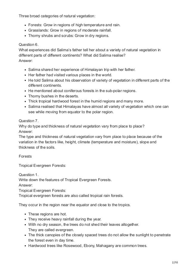 Learncbse.in natural vegetation and wild life class 7 extra questions ...