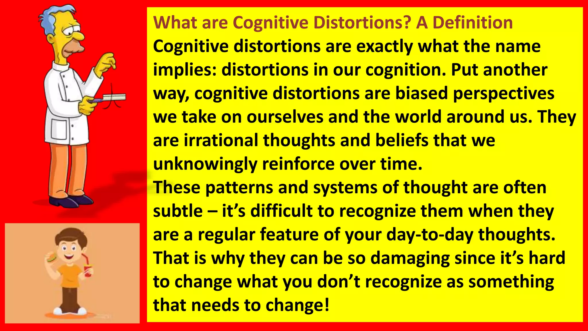 Cognitive distortions - Depression and anxiety. | PPTX