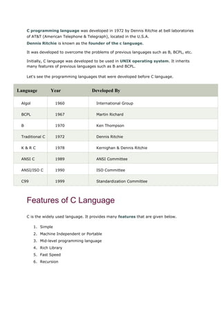Learn c language Important topics ( Easy & Logical, & smart way of learning) | PDF