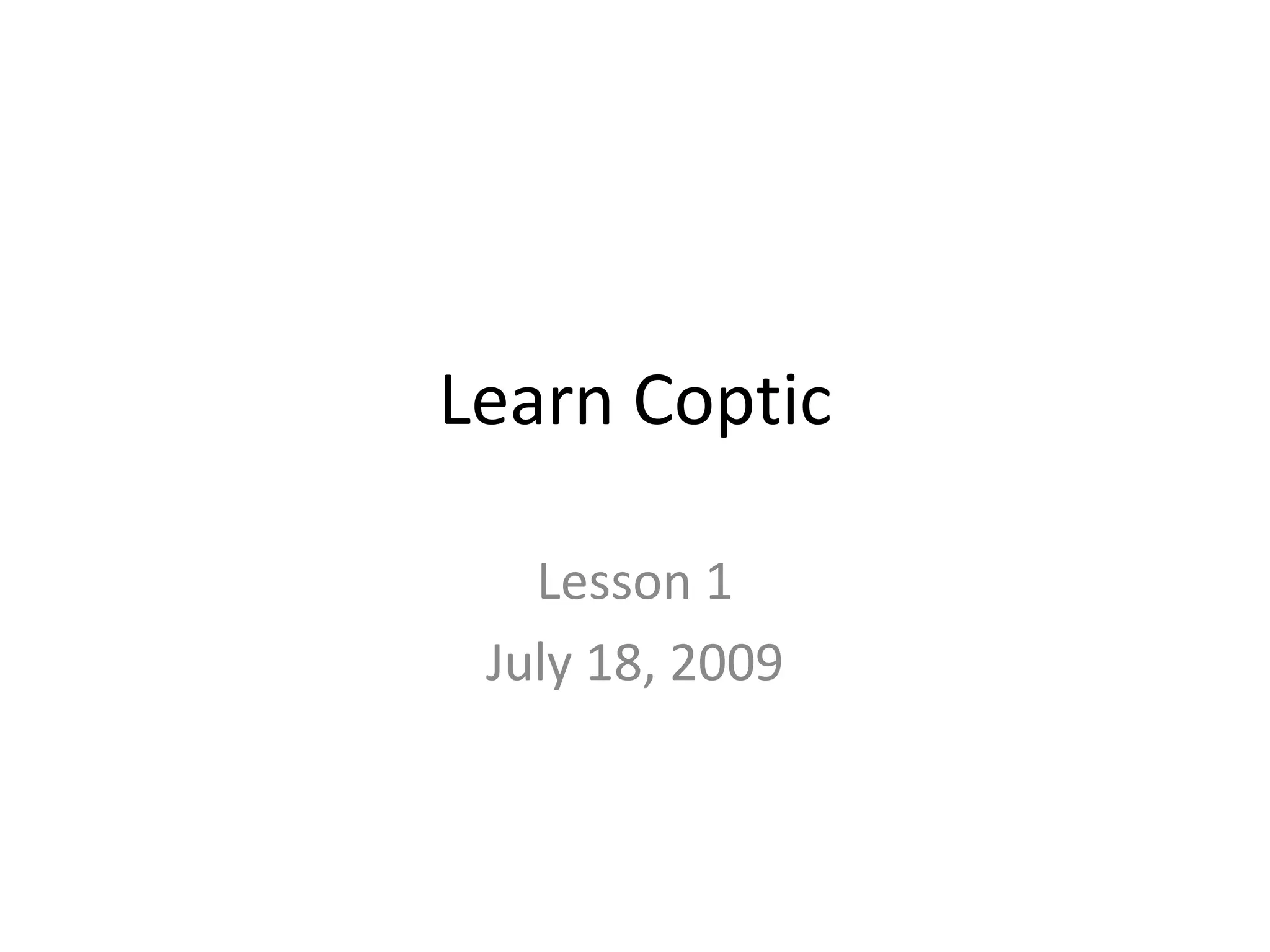 Learn Coptic | PPTX
