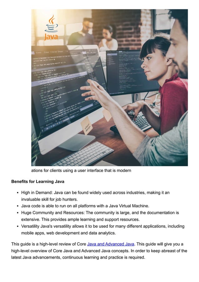 overview of Core Java and Advanced Java concepts | PDF