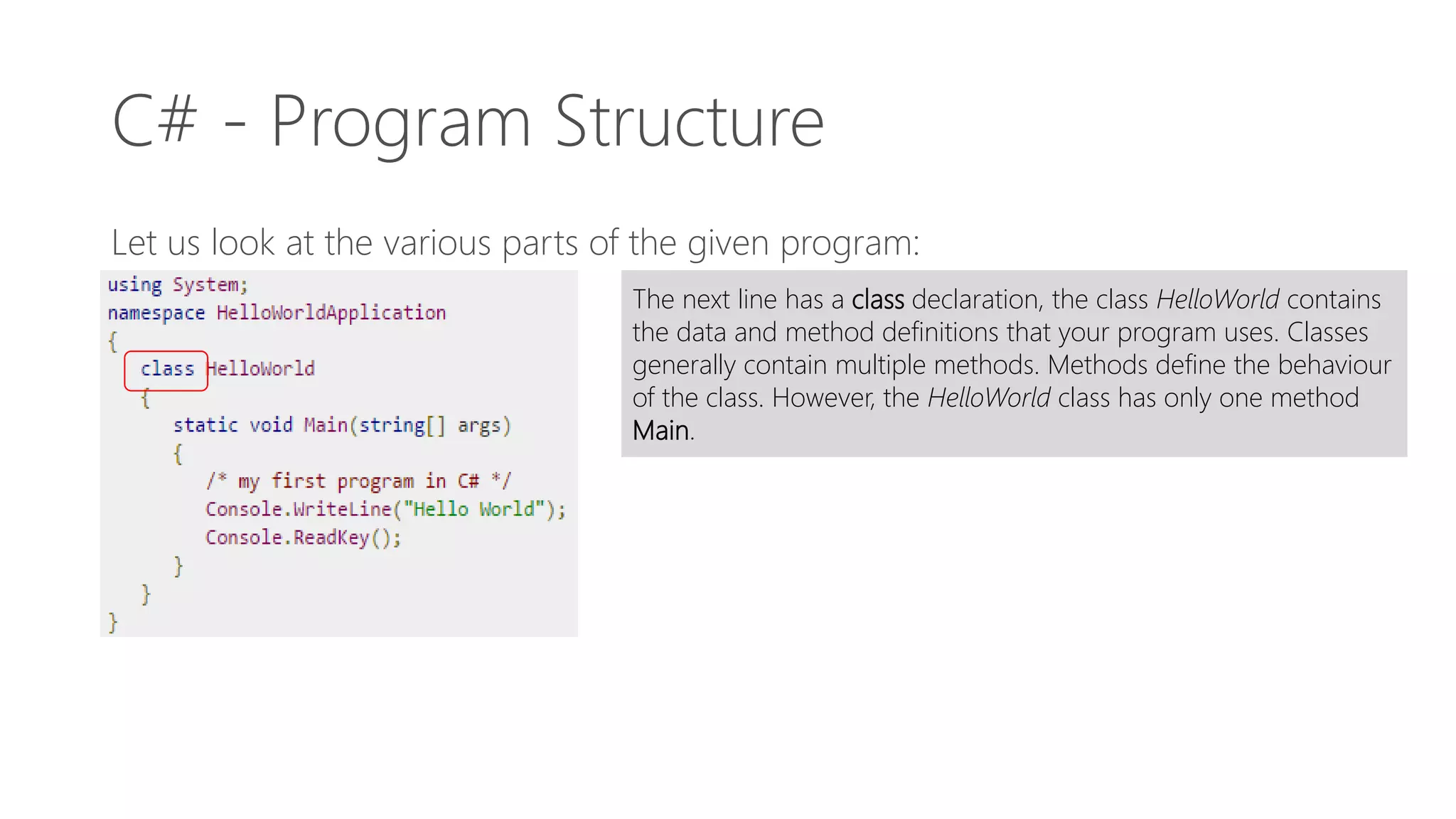 Learn C# programming - Program Structure & Basic Syntax | PPT Learn C# programming - Program Structure & Basic Syntax | PPT
