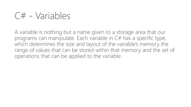 Learn C# Programming - Variables & Constants | PPT