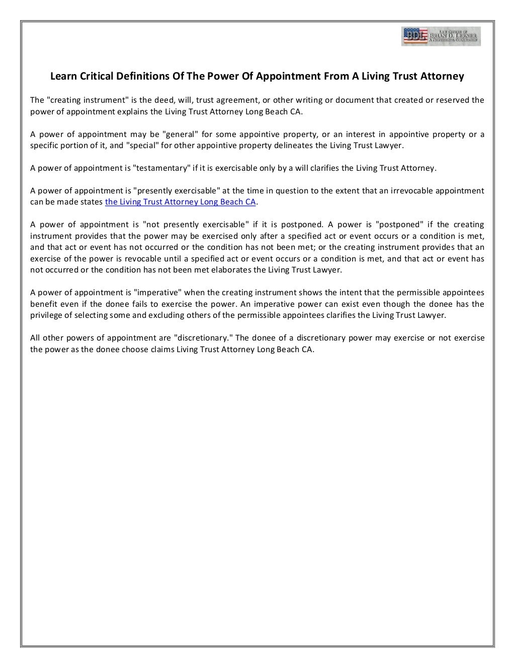 Learn Critical Definitions Of The Power Of Appointment From A Living