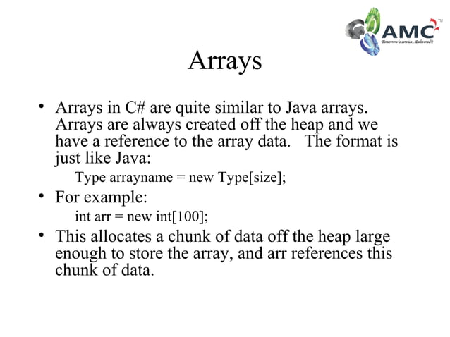 Learn c sharp at amc square learning | PPT