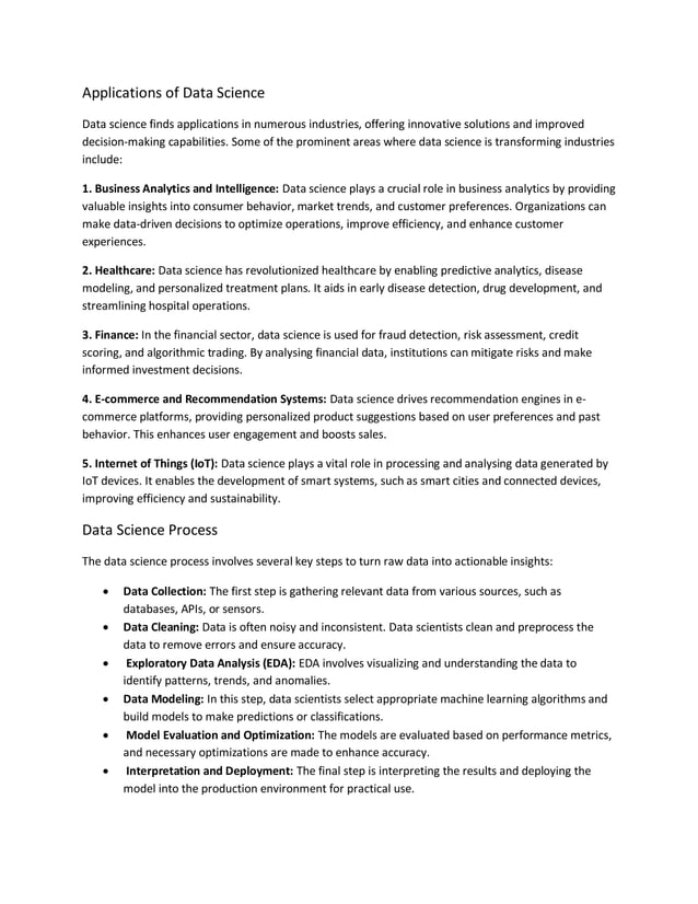 Data Science: Unlocking Insights and Transforming Industries | PDF | Databases | Computer ...