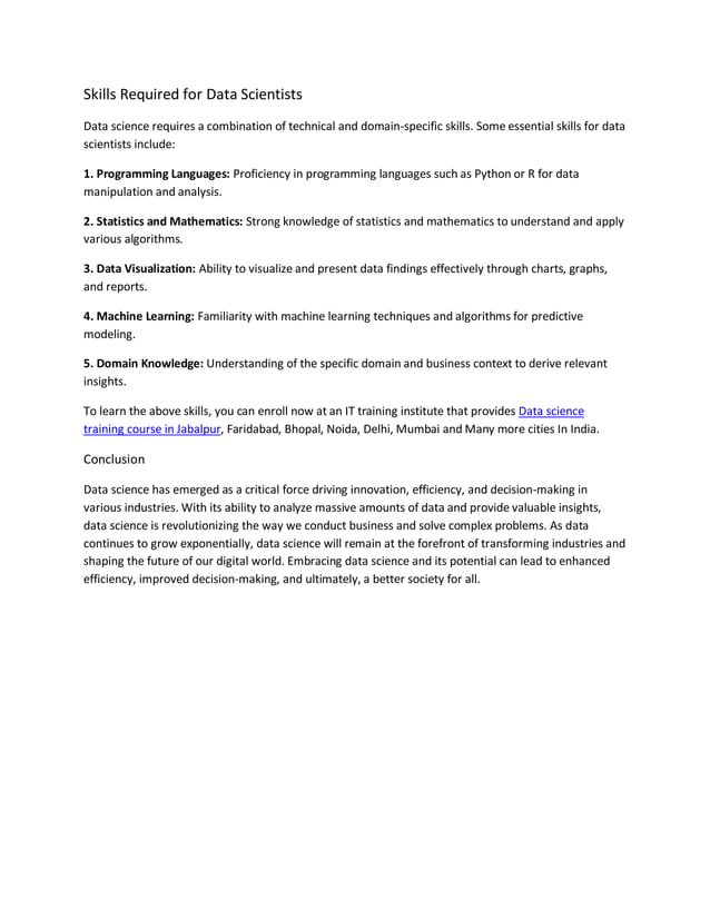 Data Science: Unlocking Insights and Transforming Industries | PDF | Databases | Computer ...