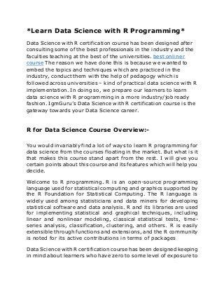 Learn data science with r programming