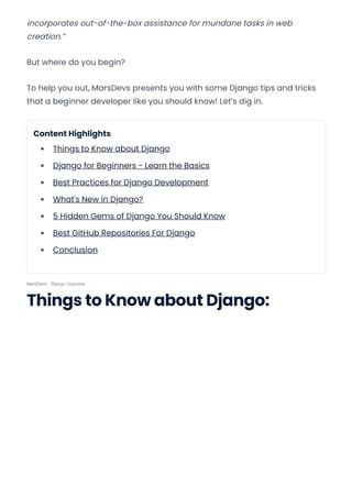 Learn Django Tips, Tricks & Techniques for Developers | PDF