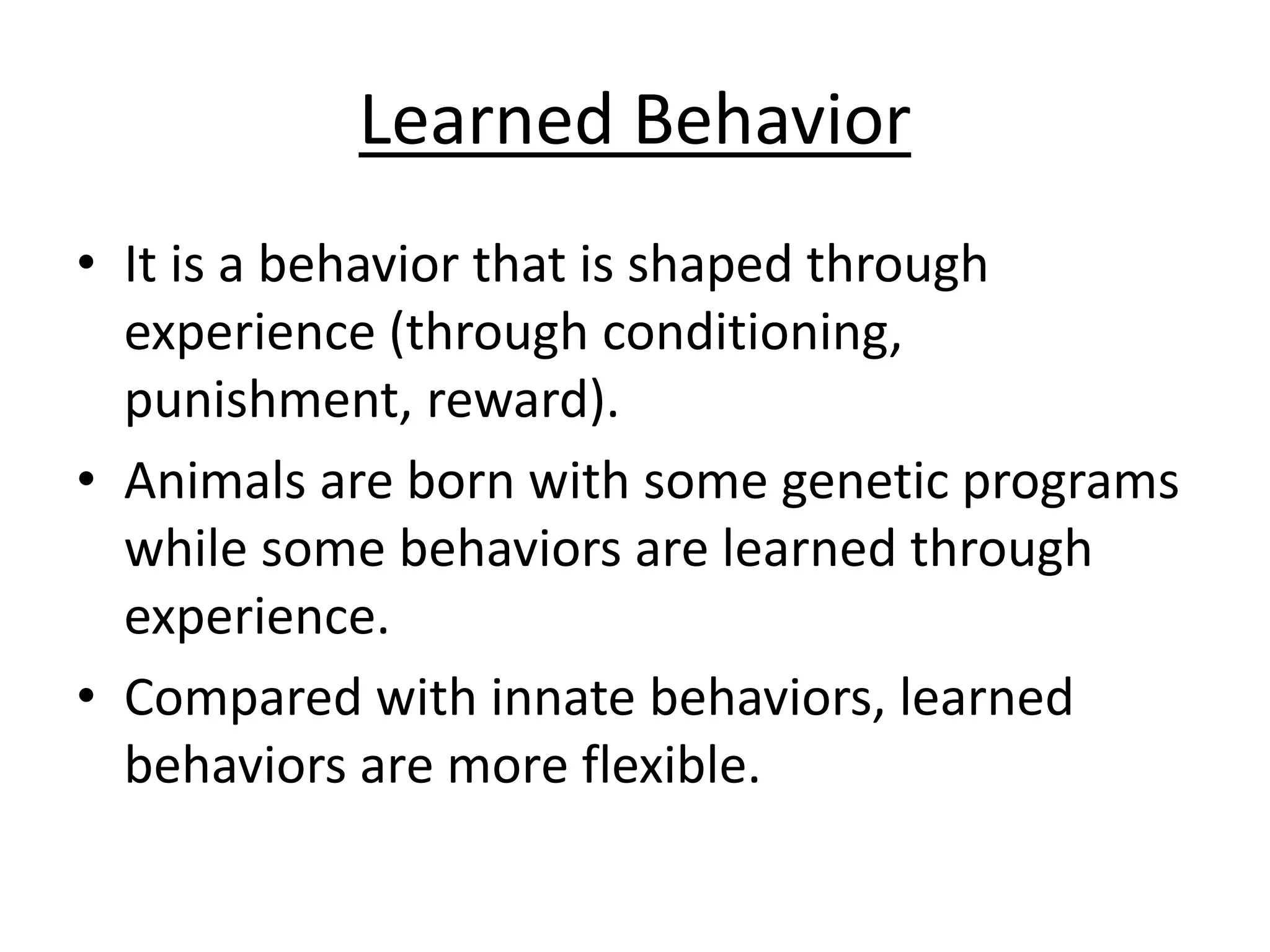 Learned behavior in animals | PPTX