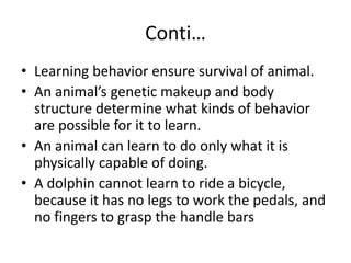 Learned behavior in animals | PPTX