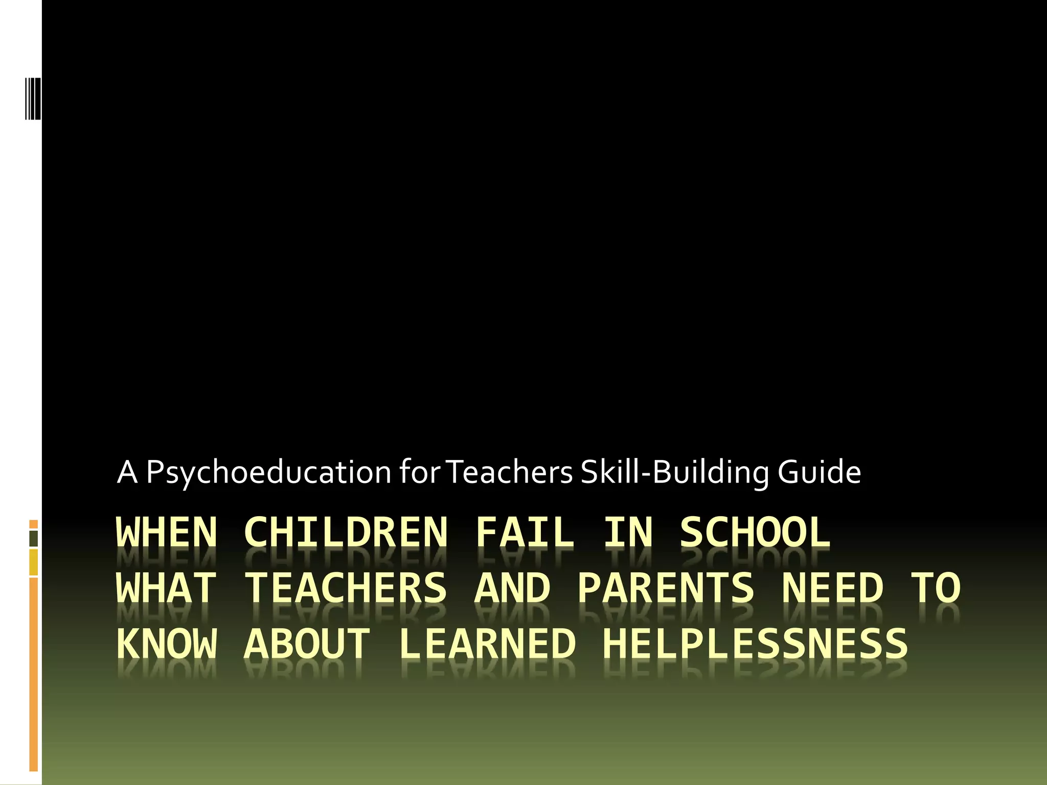 When Children Fail in School: What Teachers and Parents Need to Know ...