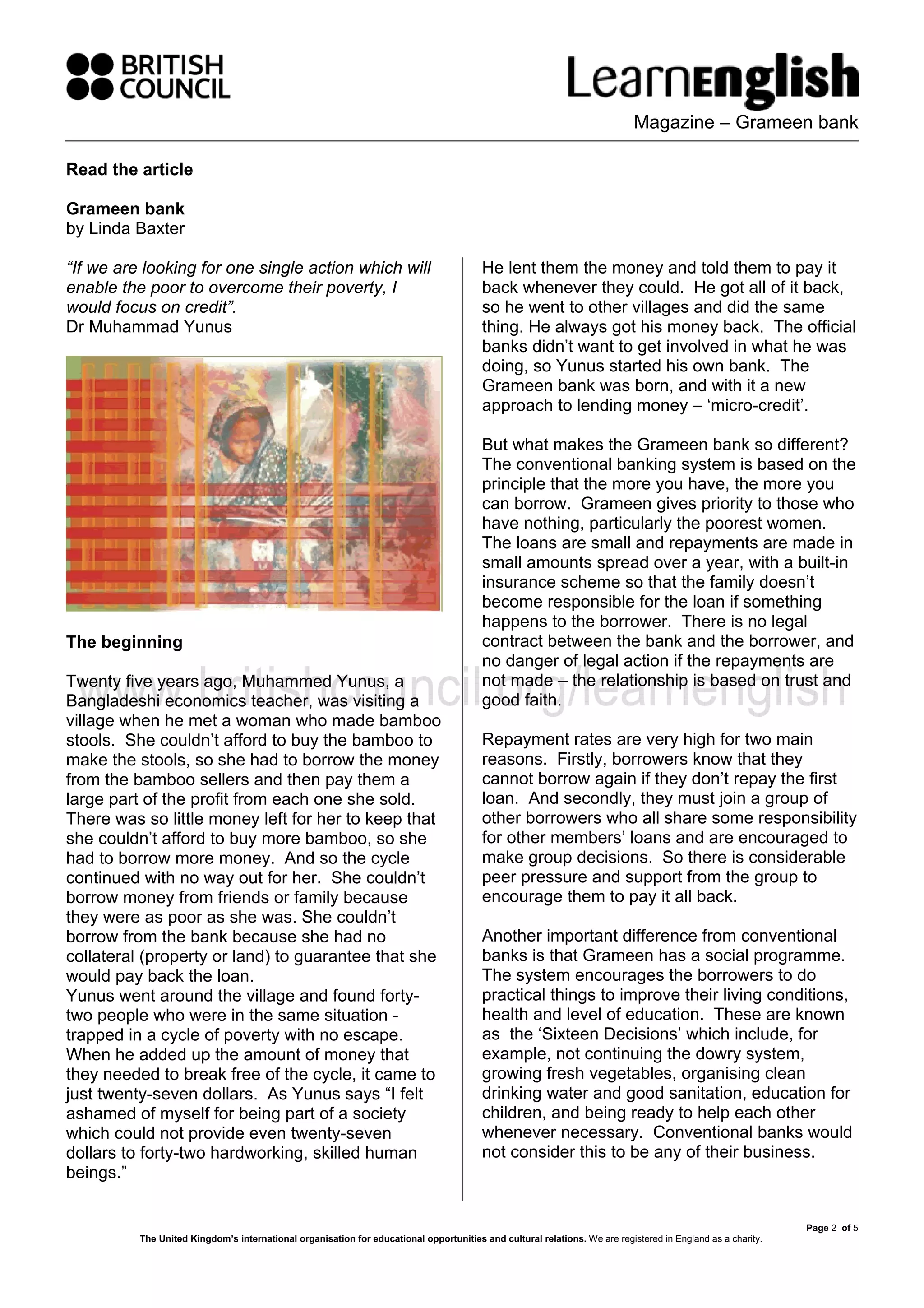 Learnenglish magazine-grameen-bank-support-pack 0 | PDF