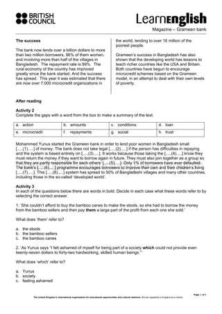 Learnenglish magazine-grameen-bank-support-pack 0 | PDF