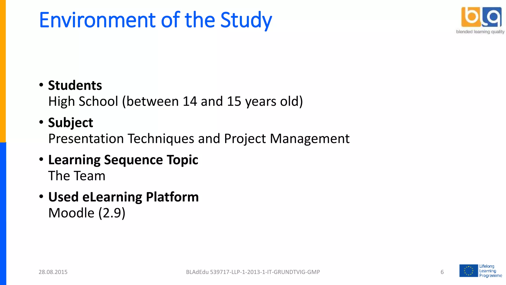 Blended Learning in learner-centered environments – a case study | PPT