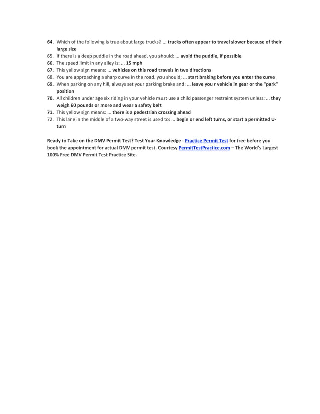 Pennsylvania dmv permit test cheat sheet - austinjaf