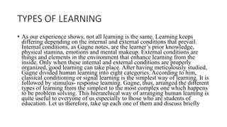 Learner and Learning -Types of learning. | PPT