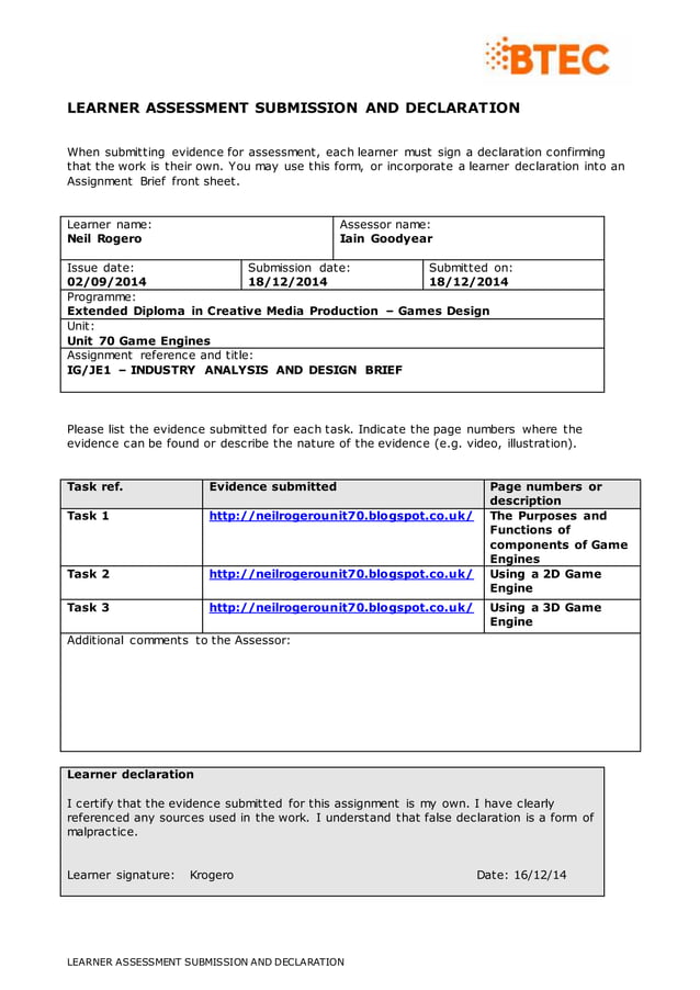 Learner assessment submission declaration | PDF