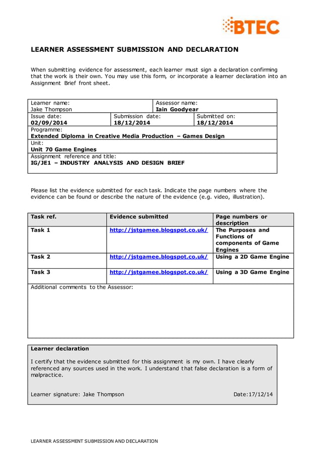 Learner assessment submission declaration | PDF