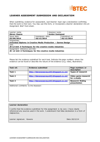 Learner assessment submission declaration | DOCX