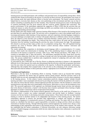 Learner centeredness based methodology a motivation enhancer in the development of cohesiveness ...