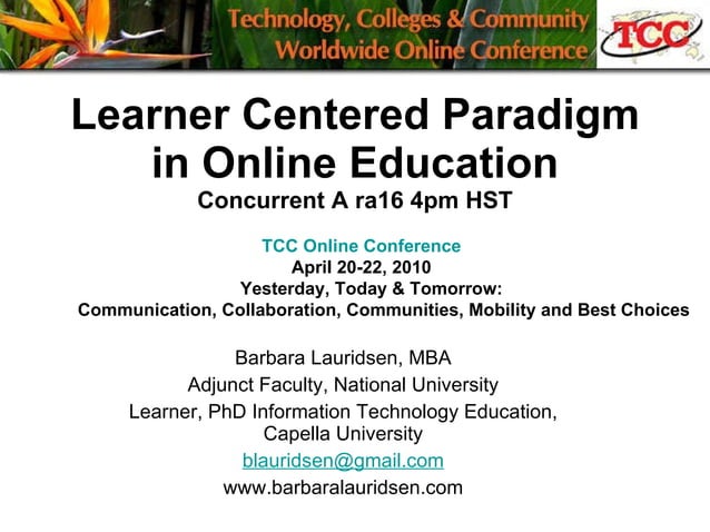 Learner centered paradigm lauridsen tcc | PPT
