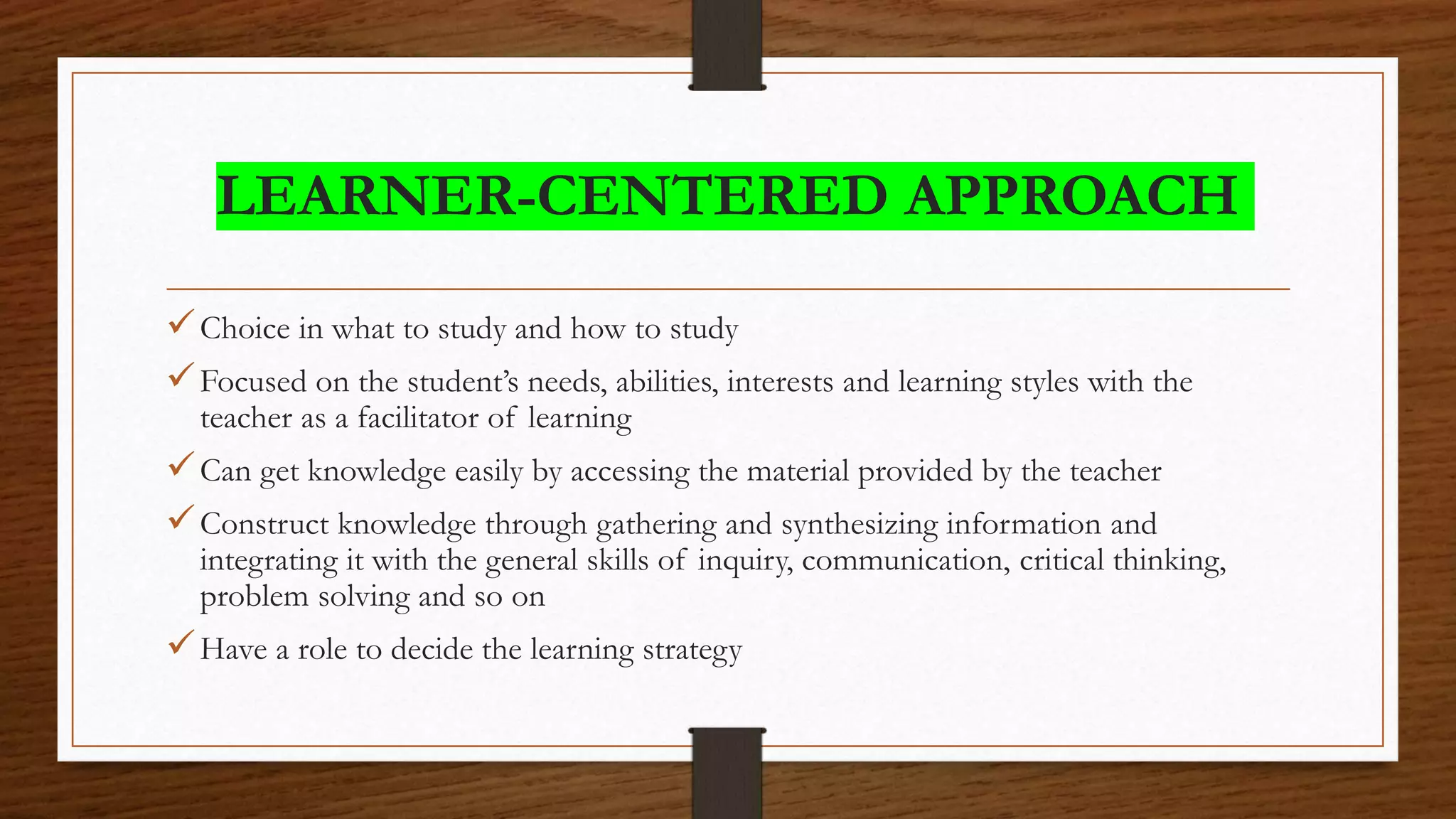 Learner Centered Teaching | PPT